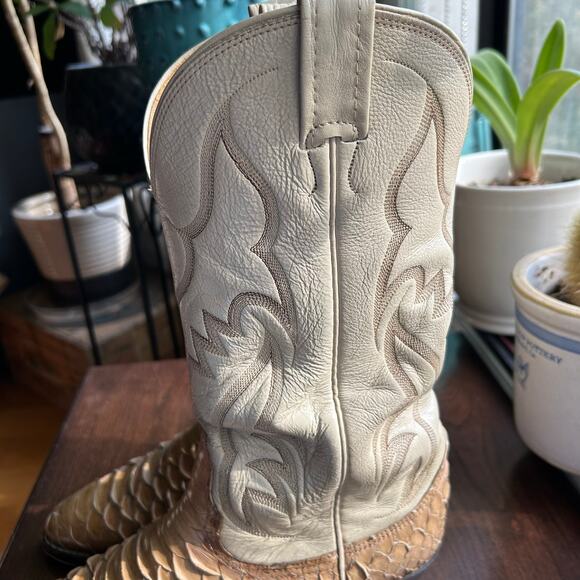 Nocona | Shoes | Vintage Nocona Python Cowboy Boots Mens Size 85 Cream ...